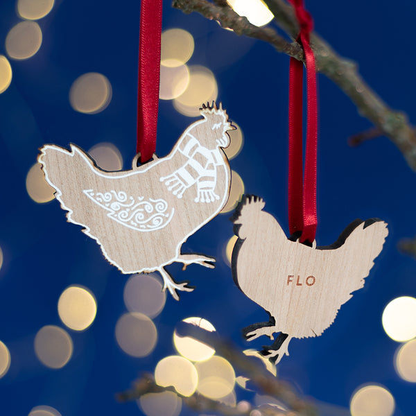 Gingerbread Chicken Personalised Christmas Decoration by Betsy Benn