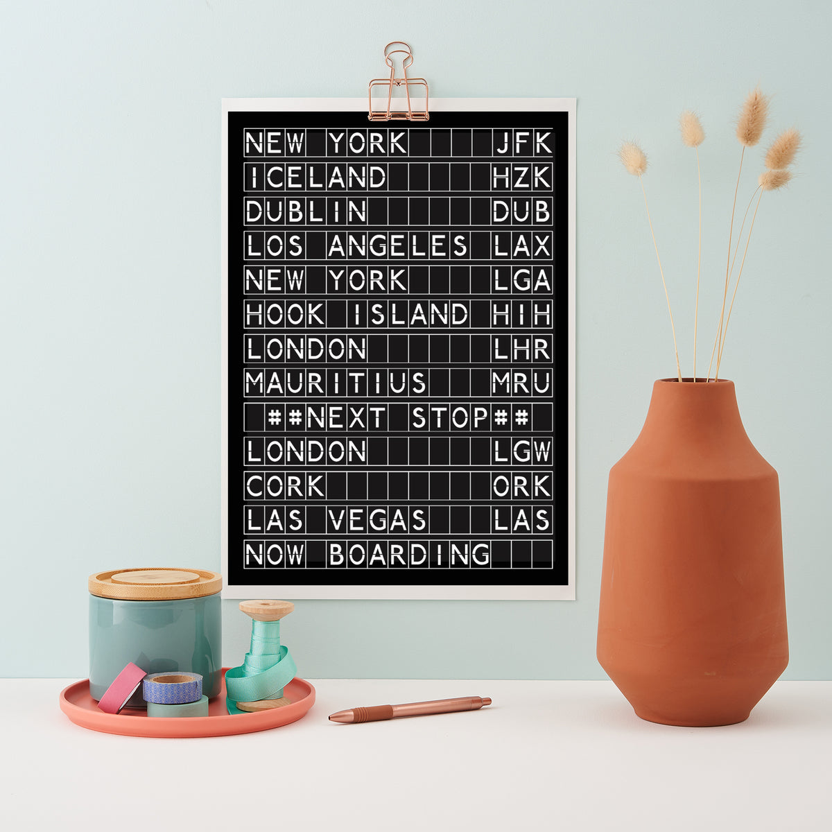 Personalised Airport Departures Destination Board Print by Betsy Benn